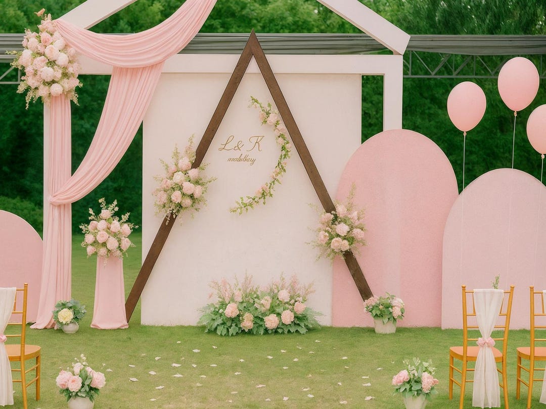 Wooden Triangle Wedding Arch 8.2FT – Rustic Wedding Arch Backdrop Stand ...