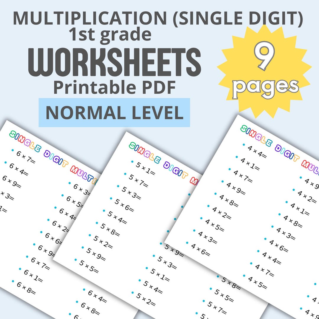 Normal - First Grade Multiplication Worksheets – A4 Printable Math ...