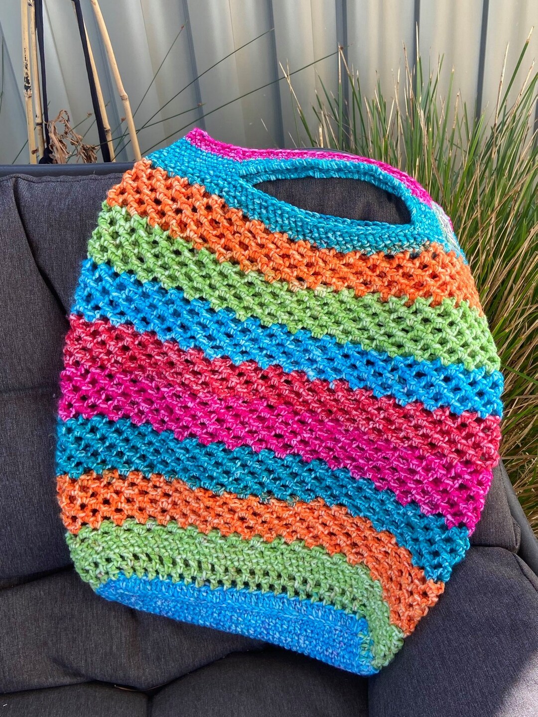 Crocheted Beach Bag Tote Bag Crochet Carry Bag Market - Etsy
