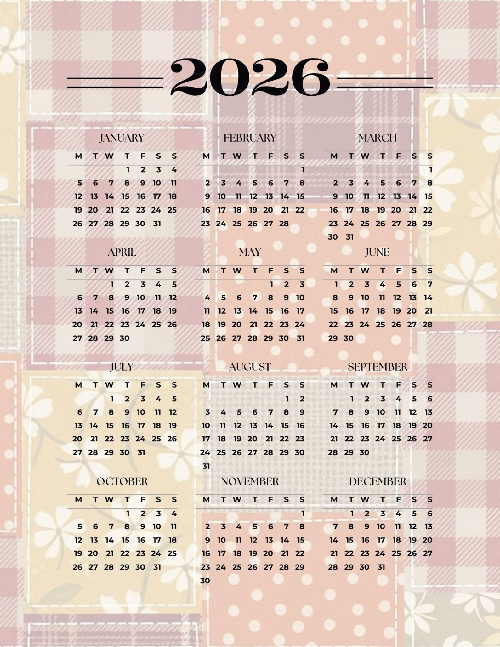 Minimalist 2026 Wall Calendar | Personalized Photo Overlay Printable - Etsy
