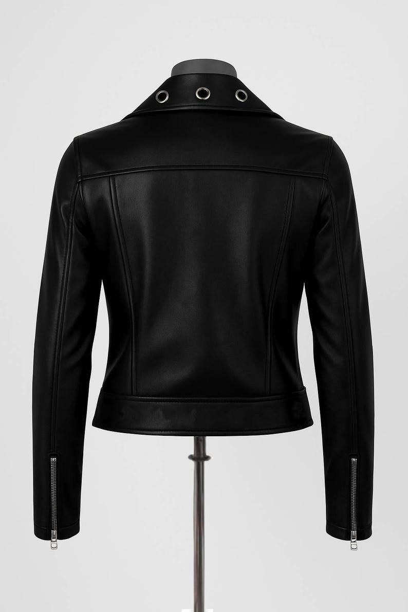 Bold Eyelet Detail Black Biker Jacket – Edgy Street Style| Leather ...