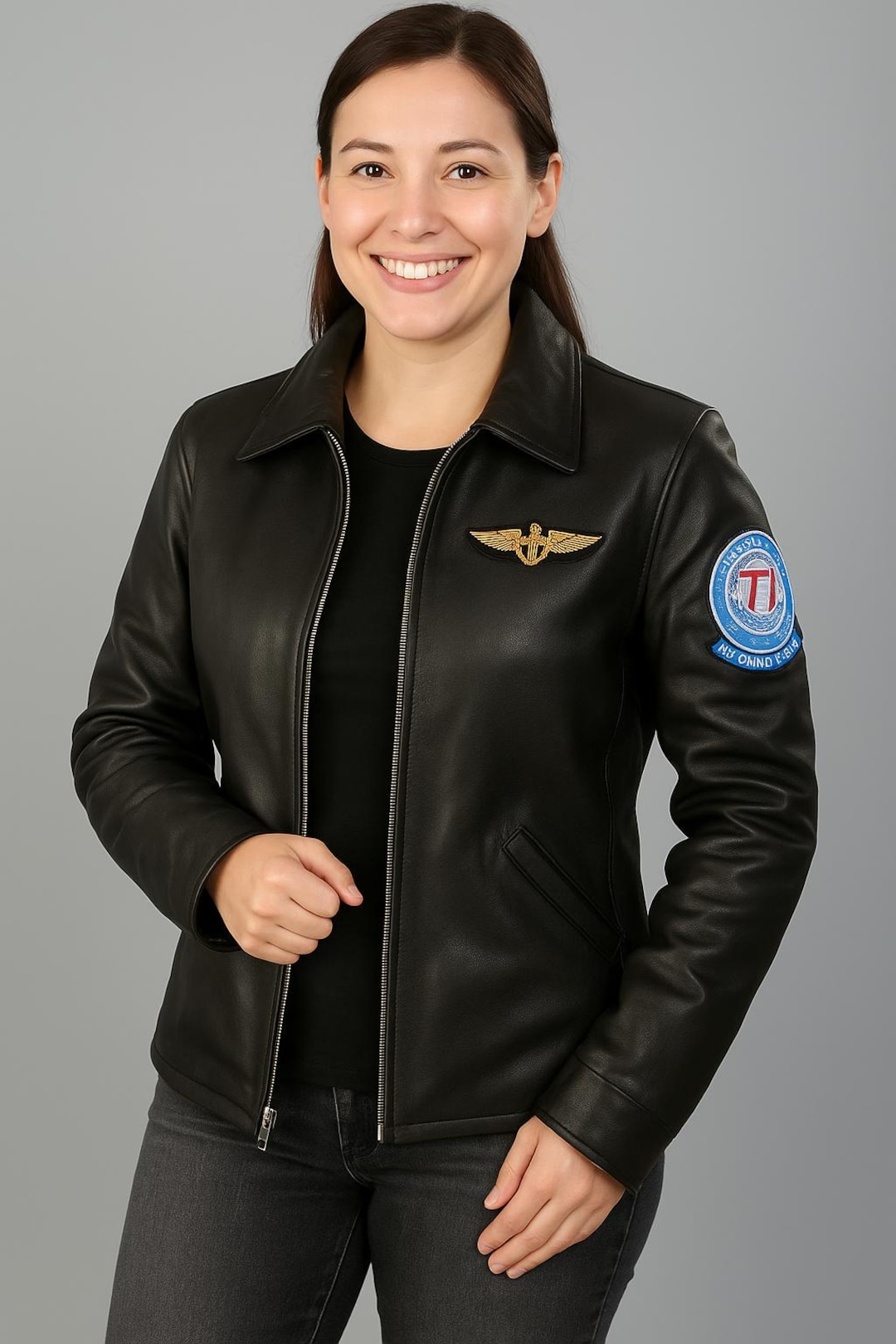 Handmade Black Leather Aviator Jacket: Unisex Flight Bomber Style - Etsy