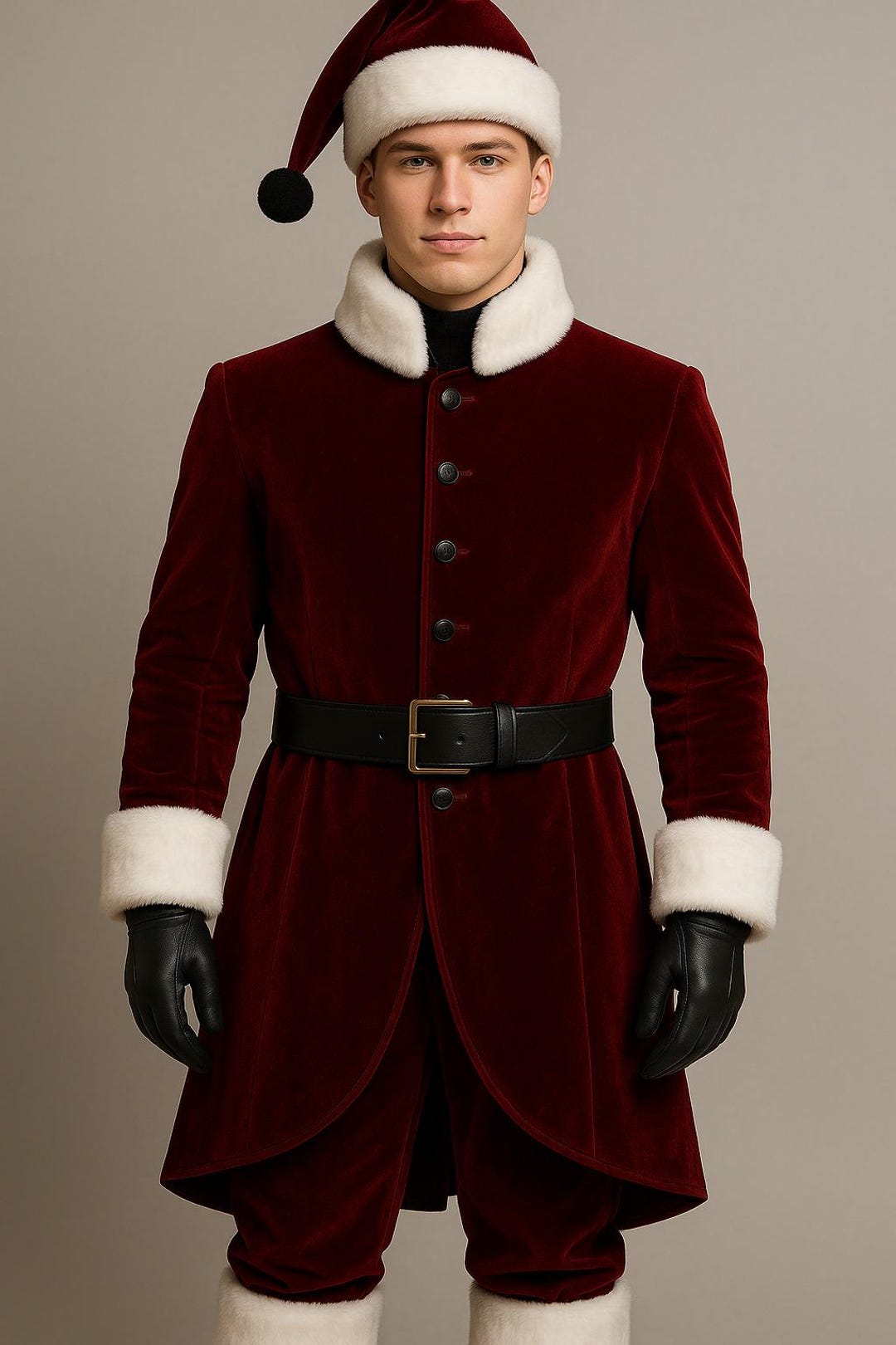 Velvet Santa Suit | Faux Fur Trim Christmas Costume for Men - Etsy