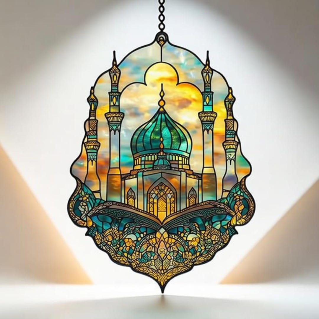 Mosque Suncatcher: Faux Stained Glass, Ramadan, Eid Decor - Etsy