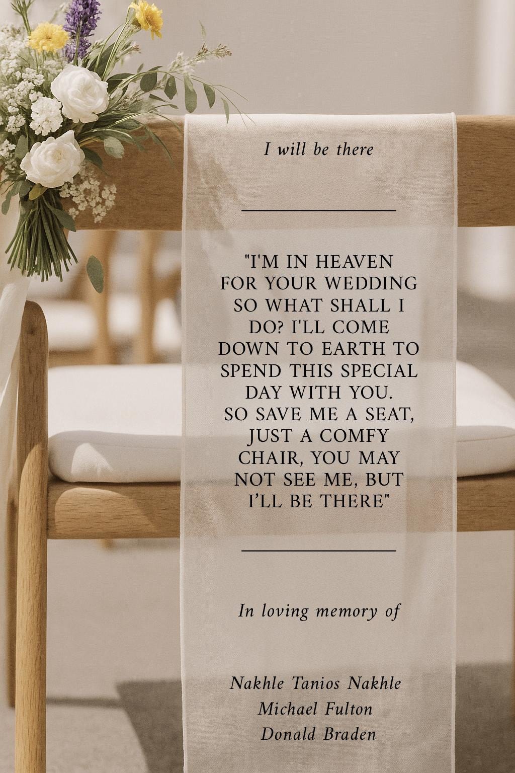 RESERVED Memorial Chair Sign, Memorial Wedding Sign, Wedding Fabric ...