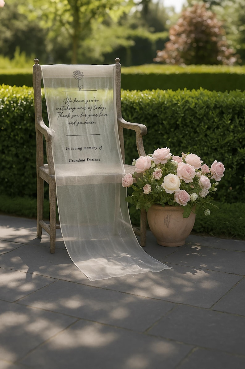 RESERVED Memorial Chair Sign, Memorial Wedding Sign, Wedding Fabric ...