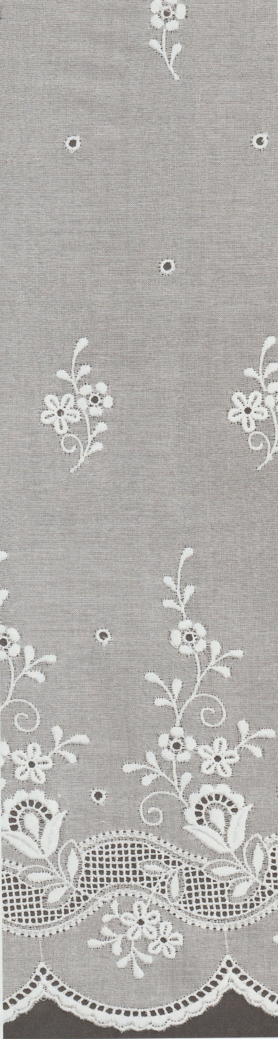 White on White Embroidered Flowers and Entredeux - 27 Inch Swiss ...