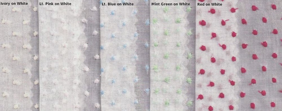 Dotted Swiss Fabric Imported From Switzerland in Ivory, Pink, Blue ...