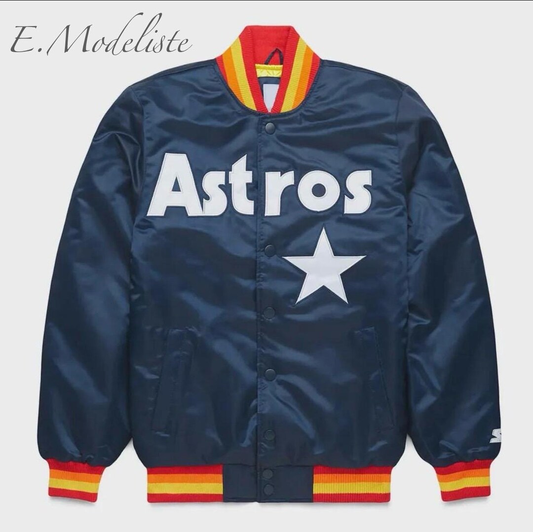 Vintage Houston Astros MLB Varsity Baseball Jacket | Unisex Navy Satin ...
