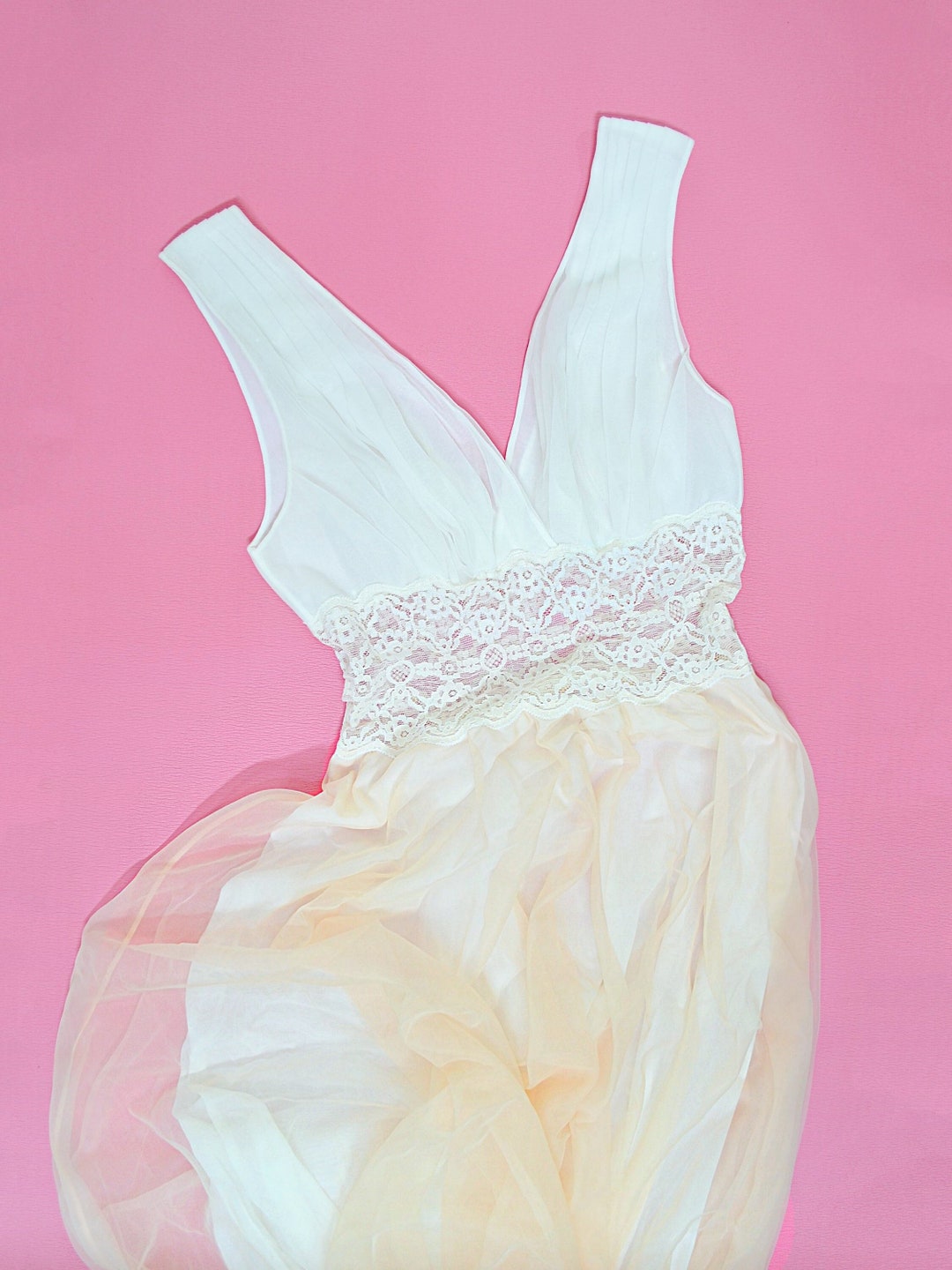 1960s Lace Midriff Maxi Nightgown 60s Sheer Full Length - Etsy