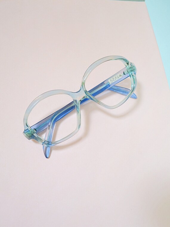 1970s Blue transparent glasses frames, 70s Bright ava… - Gem