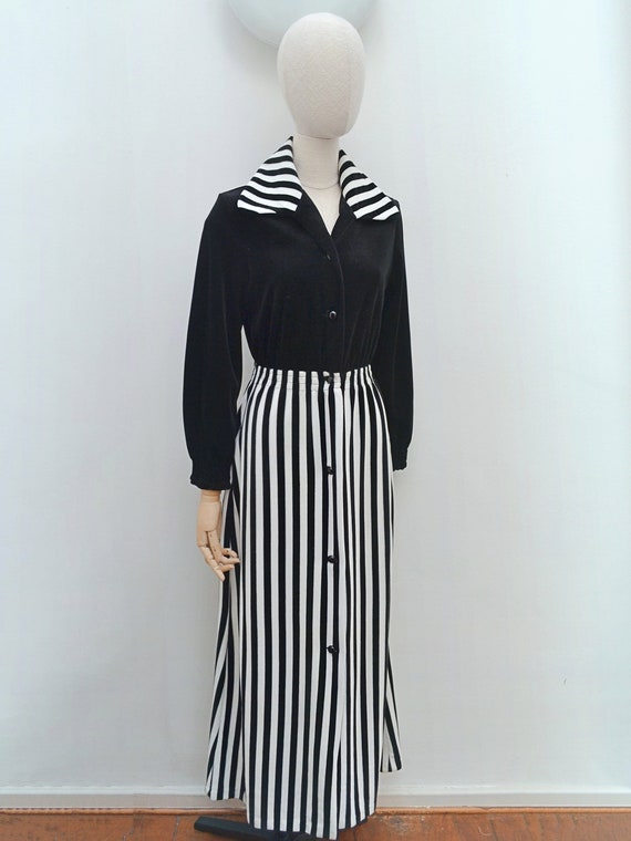 1970s Velour stripe dressing gown, Long sleeve velvet… - Gem