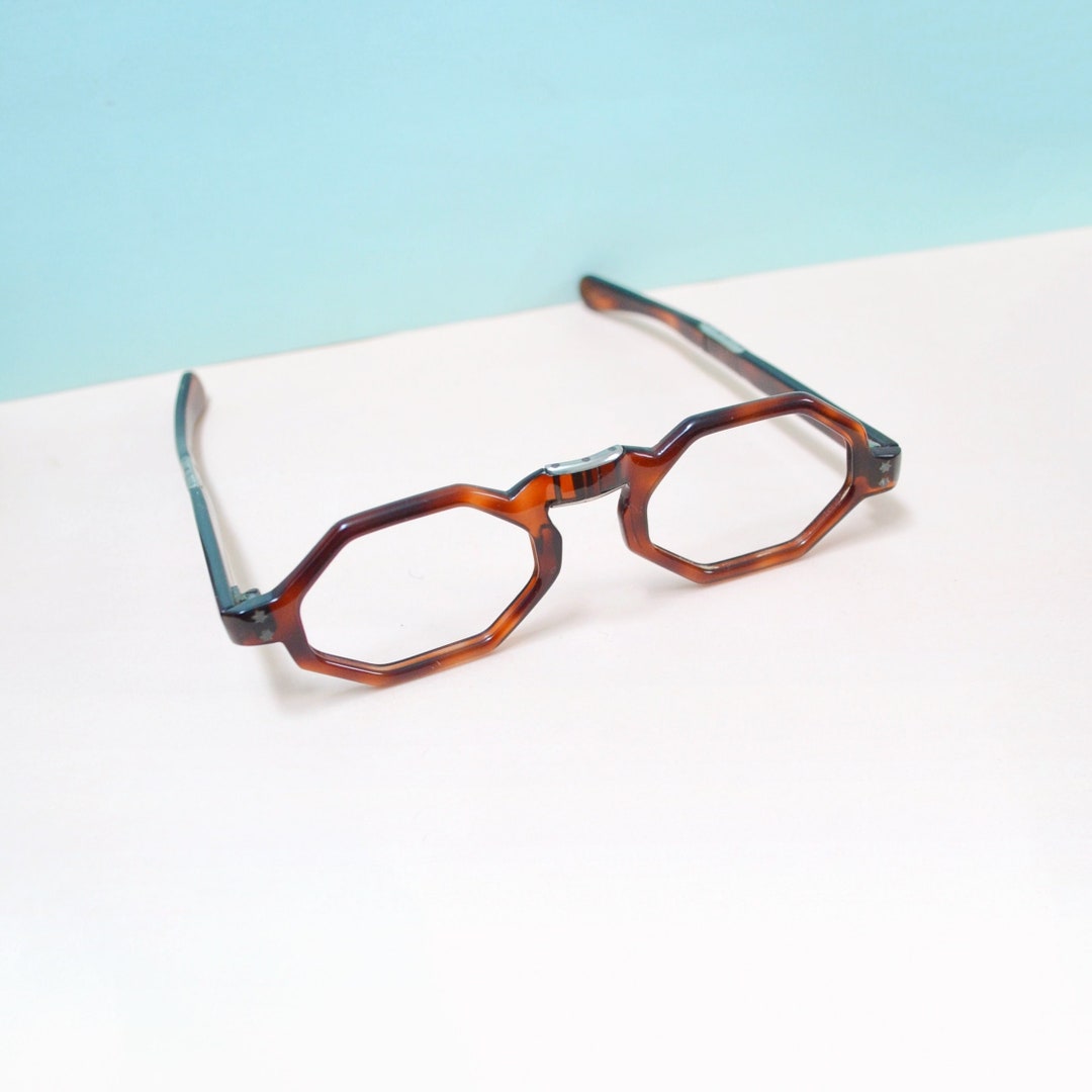 1950s Folding Tortoiseshell Effect Spectacles, 50s Collapsable Angular ...