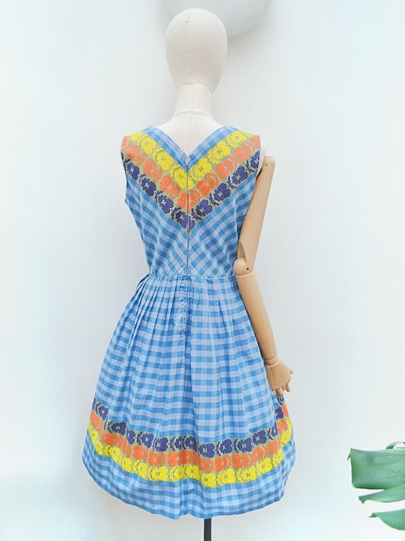 1950s 60s Embroidered cotton sundress, 1960s full ski… - Gem