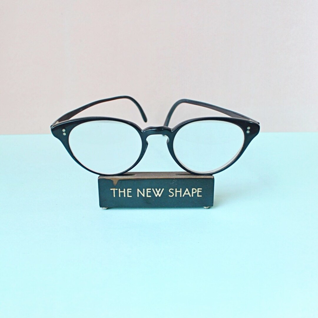1950s Keyhole Bridge Frame Eyeglasses, 50s 60s Cateye Black Glasses ...