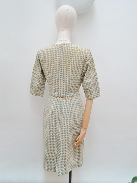 1960s Pastel check wool dress, Early 60s woollen fitt… - Gem