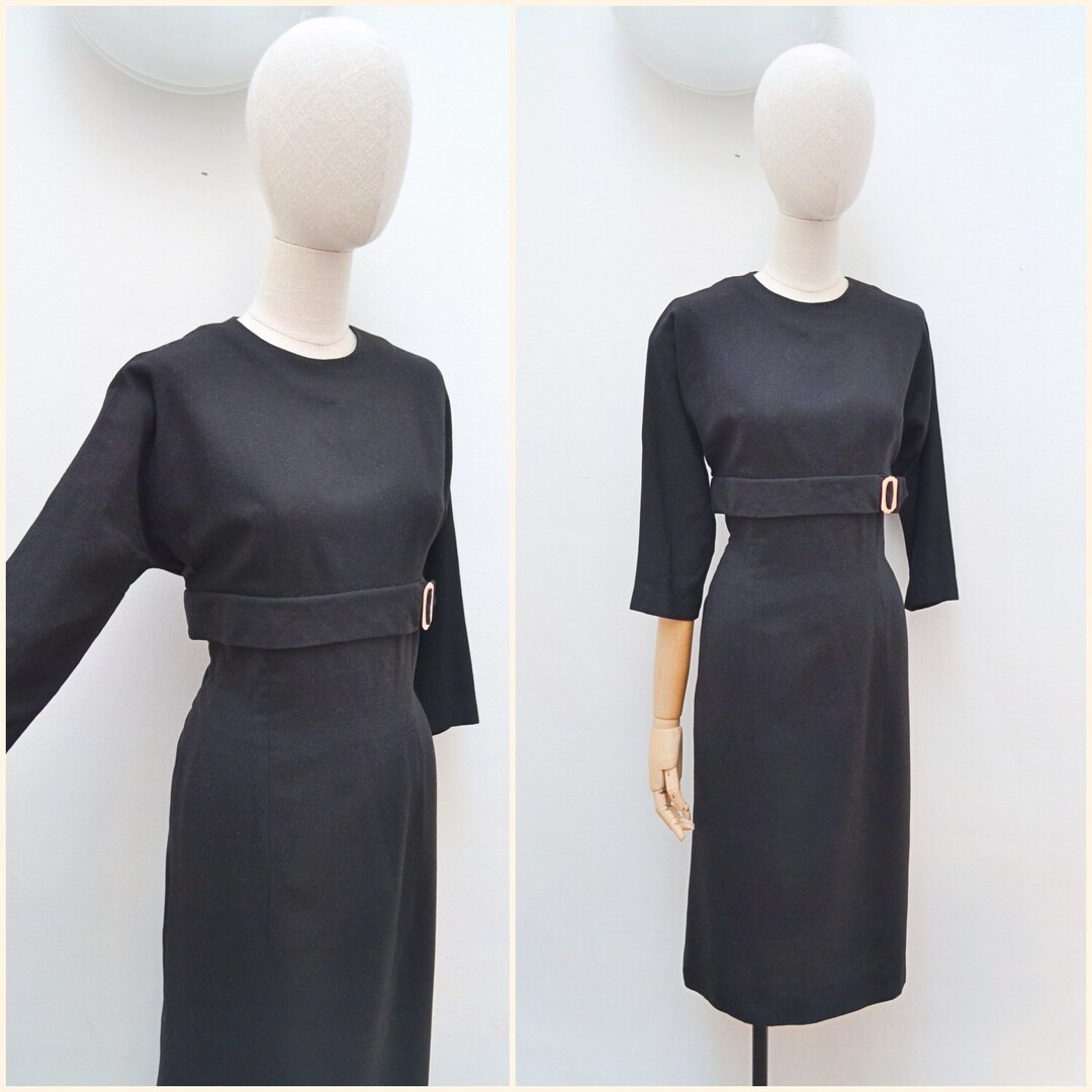 1950s Soft Wool Pencil Dress, 50s Mr T Sweater Dress, 3/4 Dolman ...