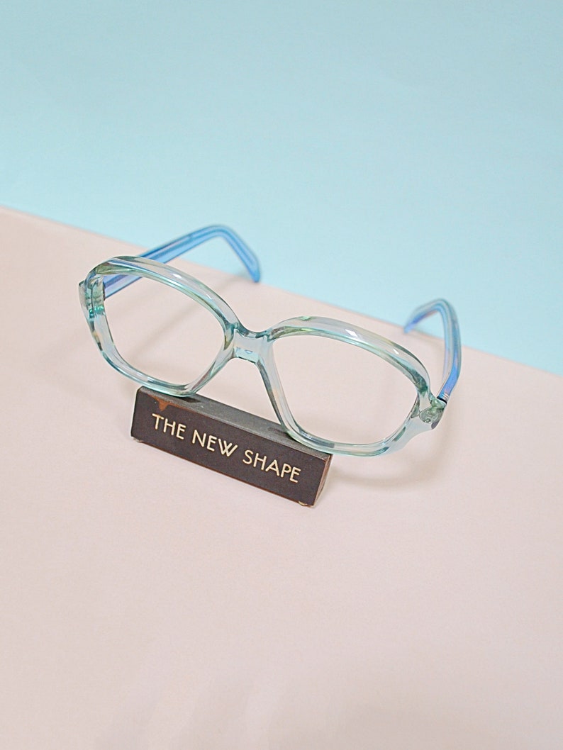 1970s Blue Transparent Glasses Frames, 70s Bright Avant Garde ...
