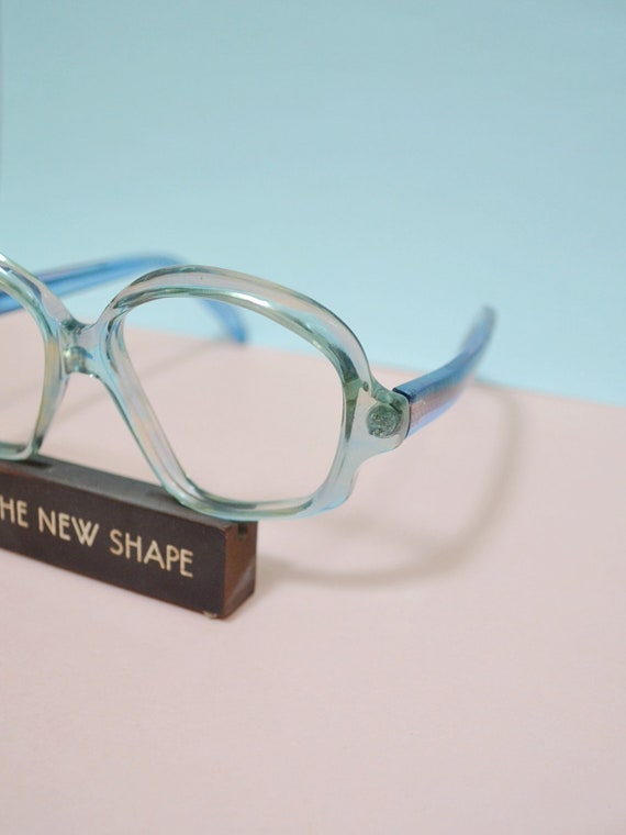 1970s Blue transparent glasses frames, 70s Bright ava… - Gem