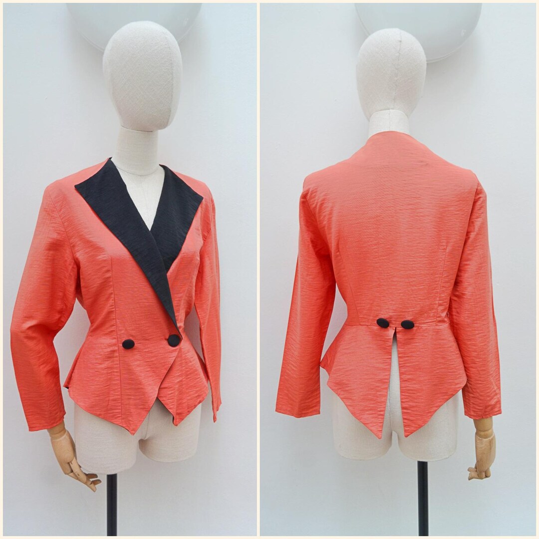 1980s Ringmaster Style Jacket, 80s Fitted Blazer With Tails, Two Tone ...
