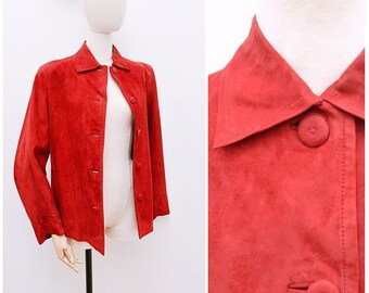 Cherry Red Leather Jacket - Etsy