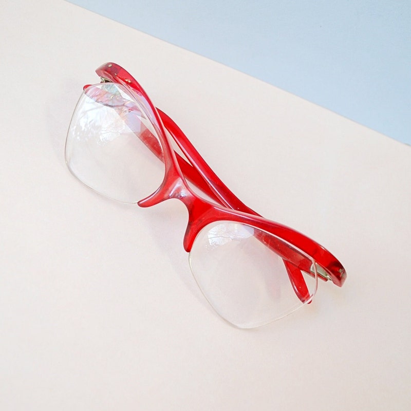 Bright Red Glasses - Etsy