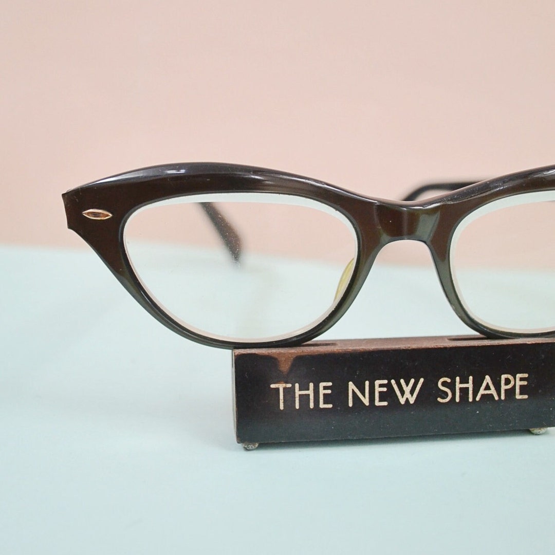 1960s Metallic Grey Glasses Frames, 60s Dark Silver Elongated ...