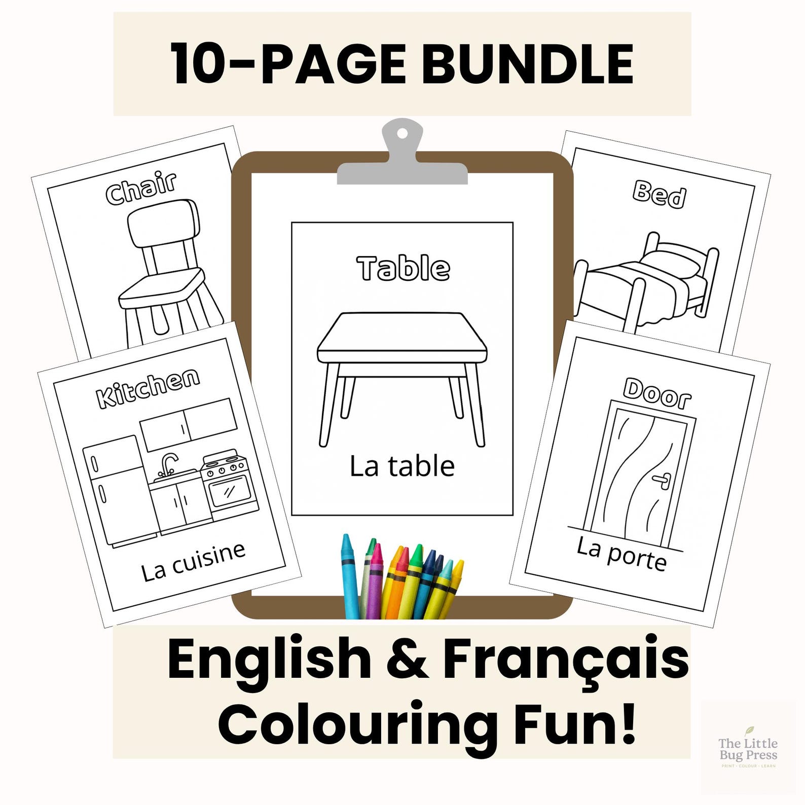Bilingual Home Colouring Pages for Kids | English & French Printable ...