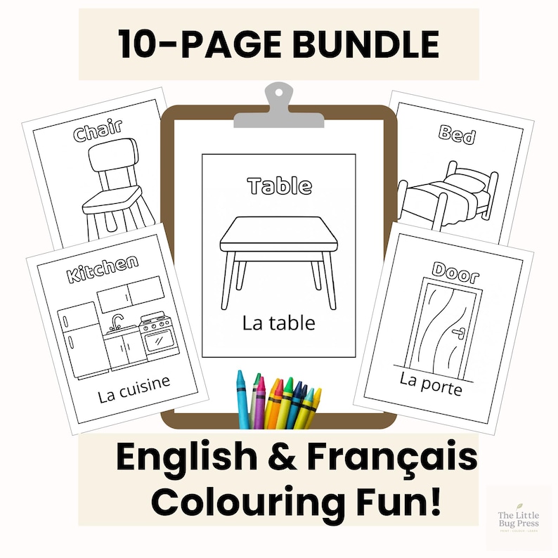 Bilingual Home Colouring Pages for Kids | English & French Printable ...