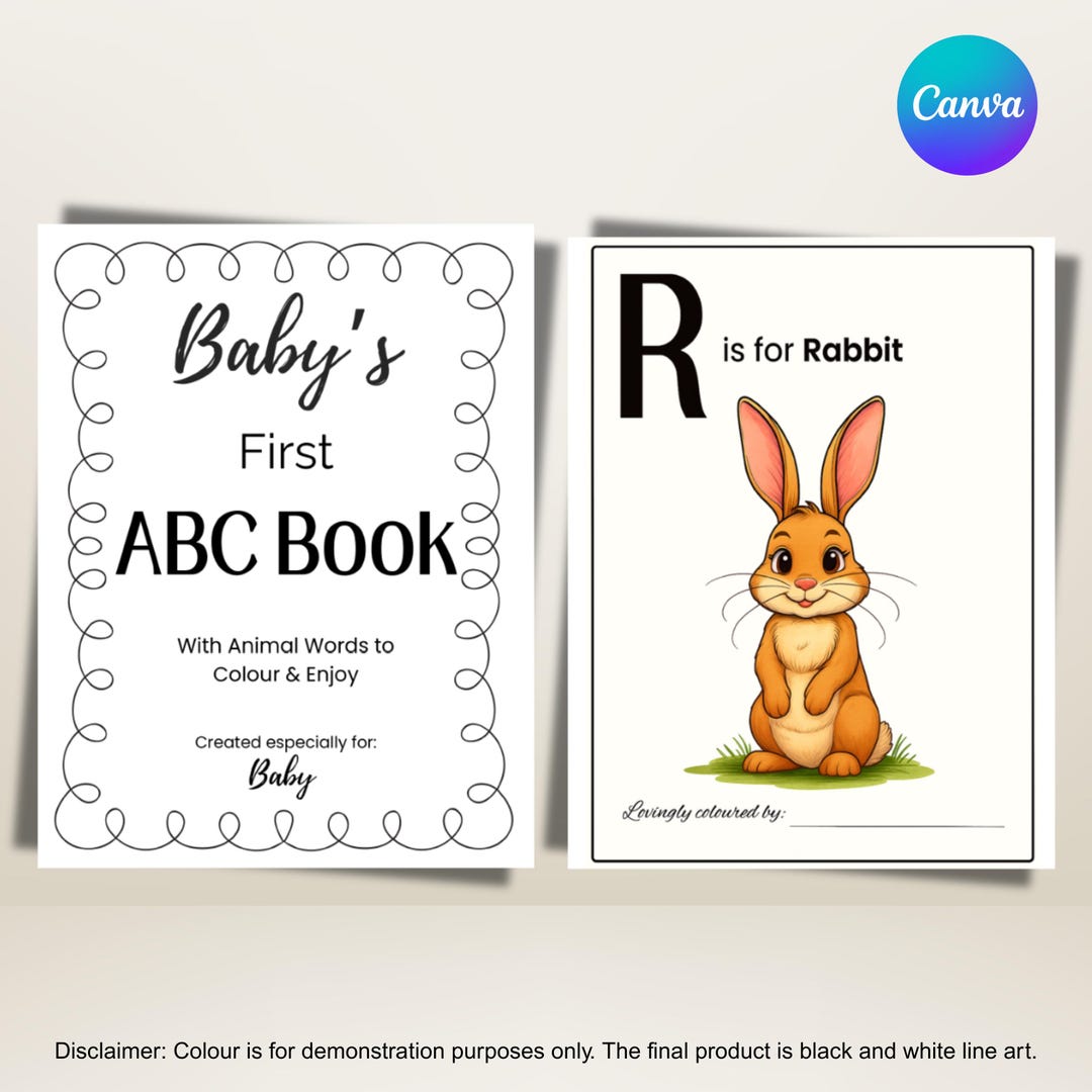 Baby's First ABC Book – Printable Baby Shower Coloring Activity - Etsy