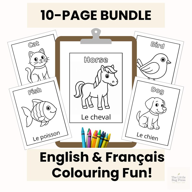 Bilingual Animal Colouring Pages for Kids | English & French Printable ...