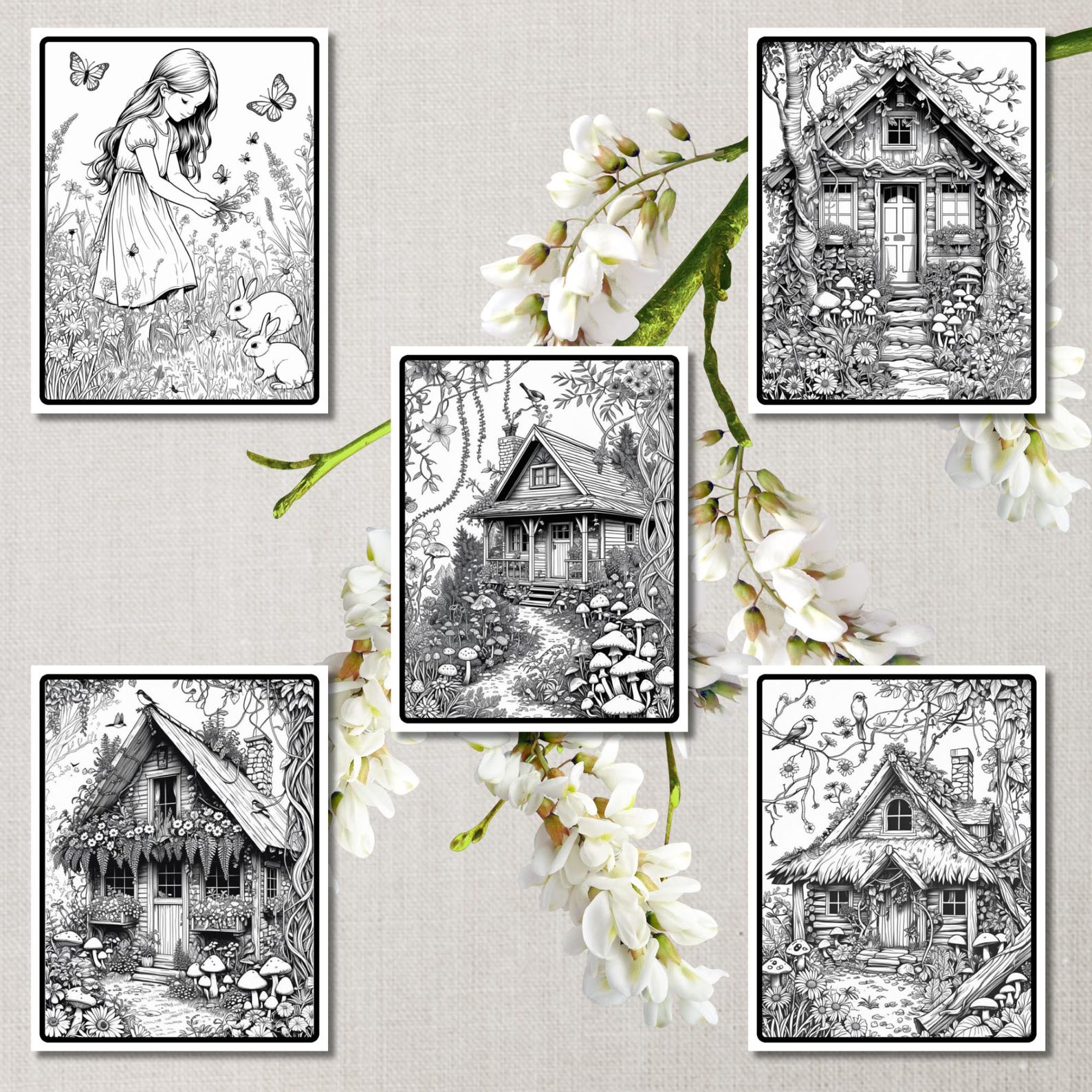 Cottagecore Colouring Pages | 10-page Printable Colouring Book ...