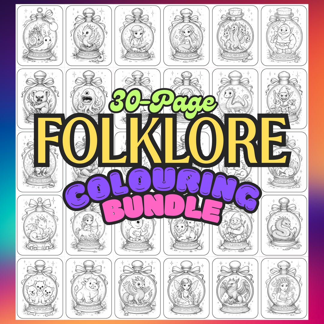 Mythical Creatures in Orbs Colouring Pages – 30 Printable Fantasy Line ...