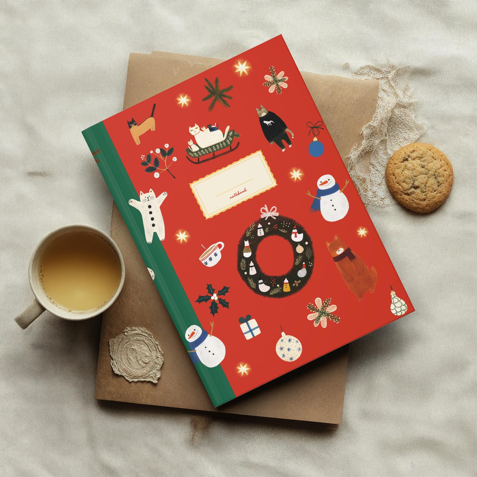 Christmas Hadcover Notebook - Festive Holiday Journal, Cozy Winter ...