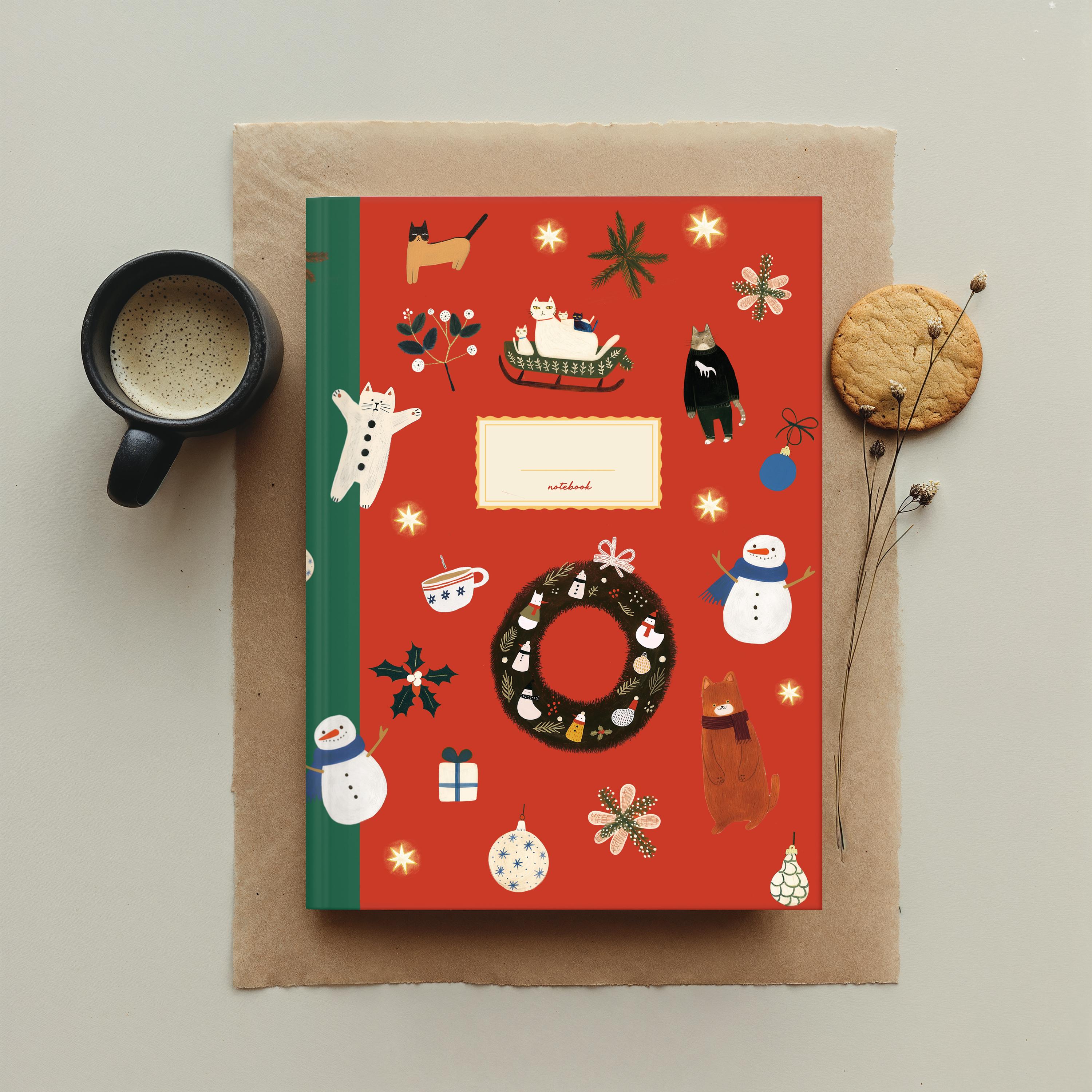 Christmas Hadcover Notebook - Festive Holiday Journal, Cozy Winter ...