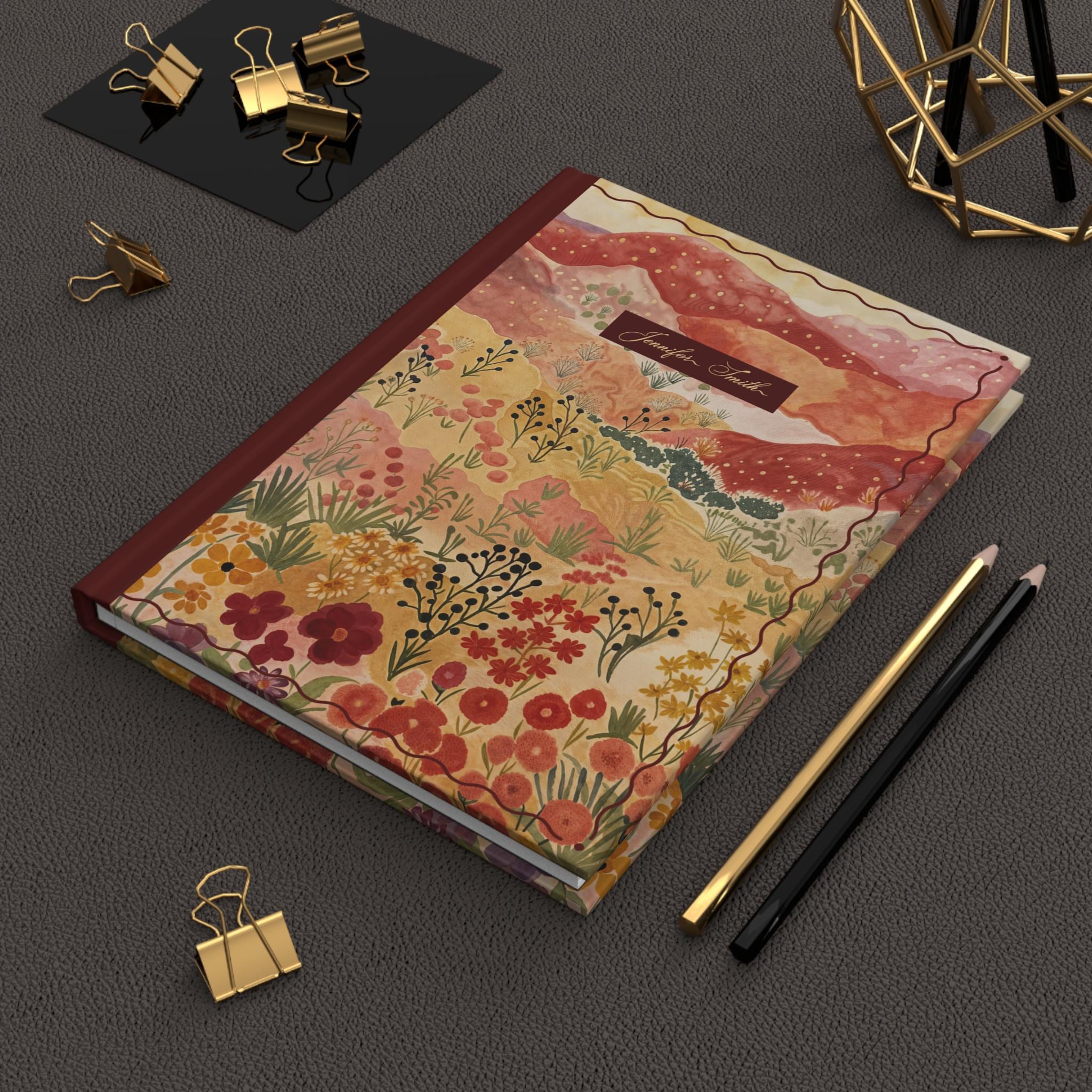 Personalized Floral Hardcover Journal – Custom Name Notebook ...