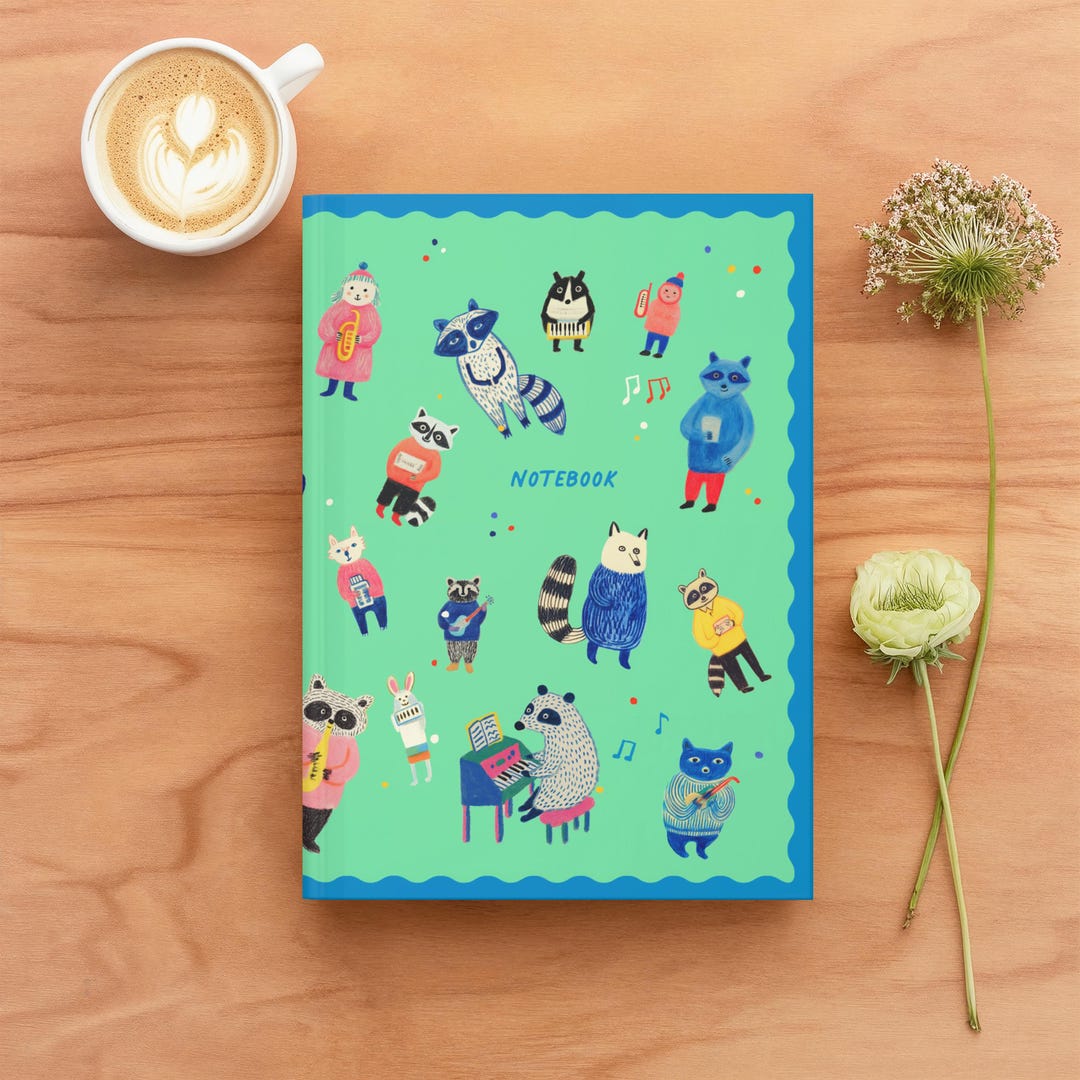 Raccoon Notebook - Whimsical Animal Journal, Stationery Gift for Kids ...