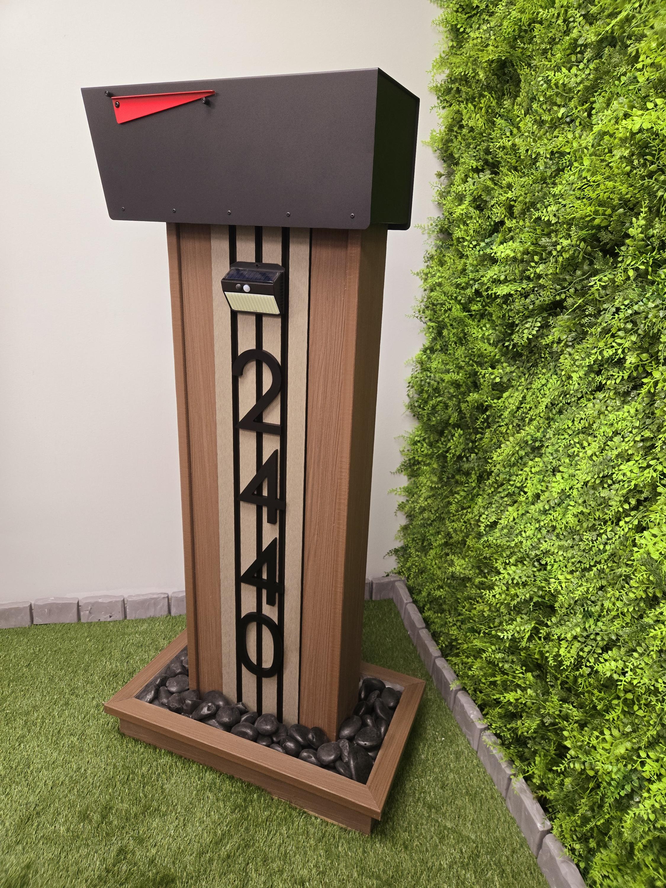 Modern Composite Mailbox With Metal Numbers: Post Mount Mailstand - Etsy