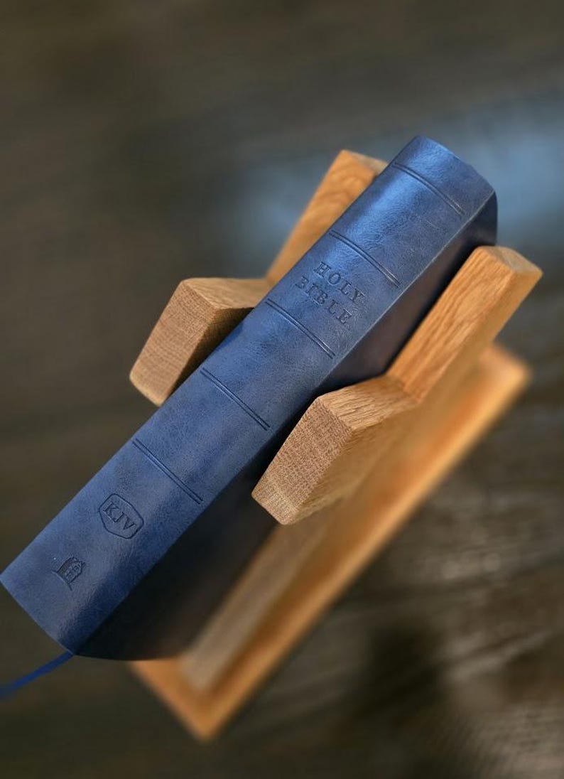 Handmade Wooden Bible Holder & Book Stand – Rustic Christian Decor ...