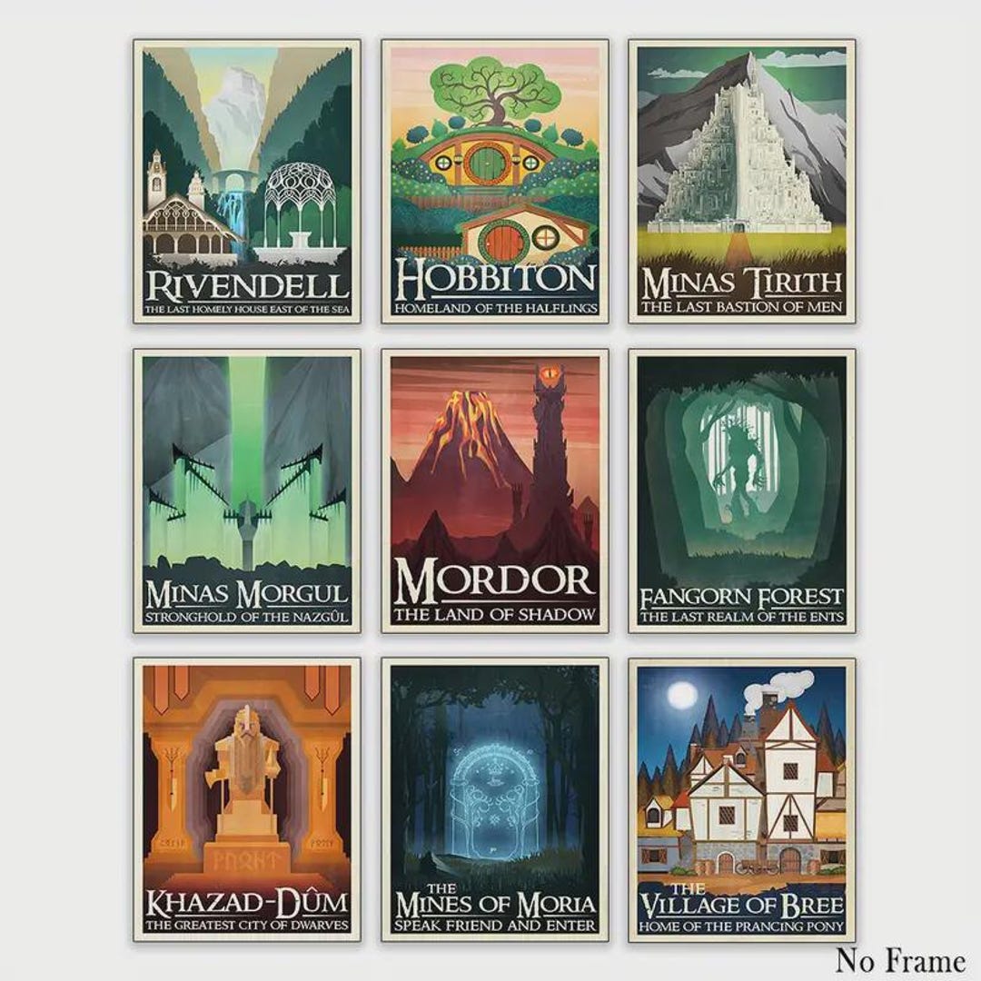 Lord of the Rings Poster Retro Printing Set 9 Sheets - Fellowship ...