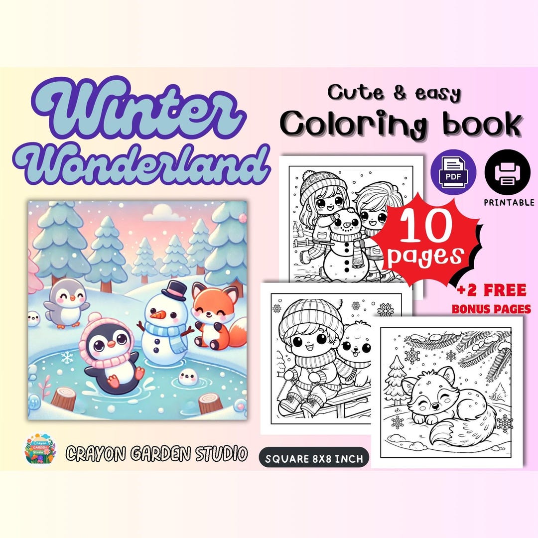 Winter Wonderland Coloring Book for Kids | 10-page Printable PDF | Fun ...