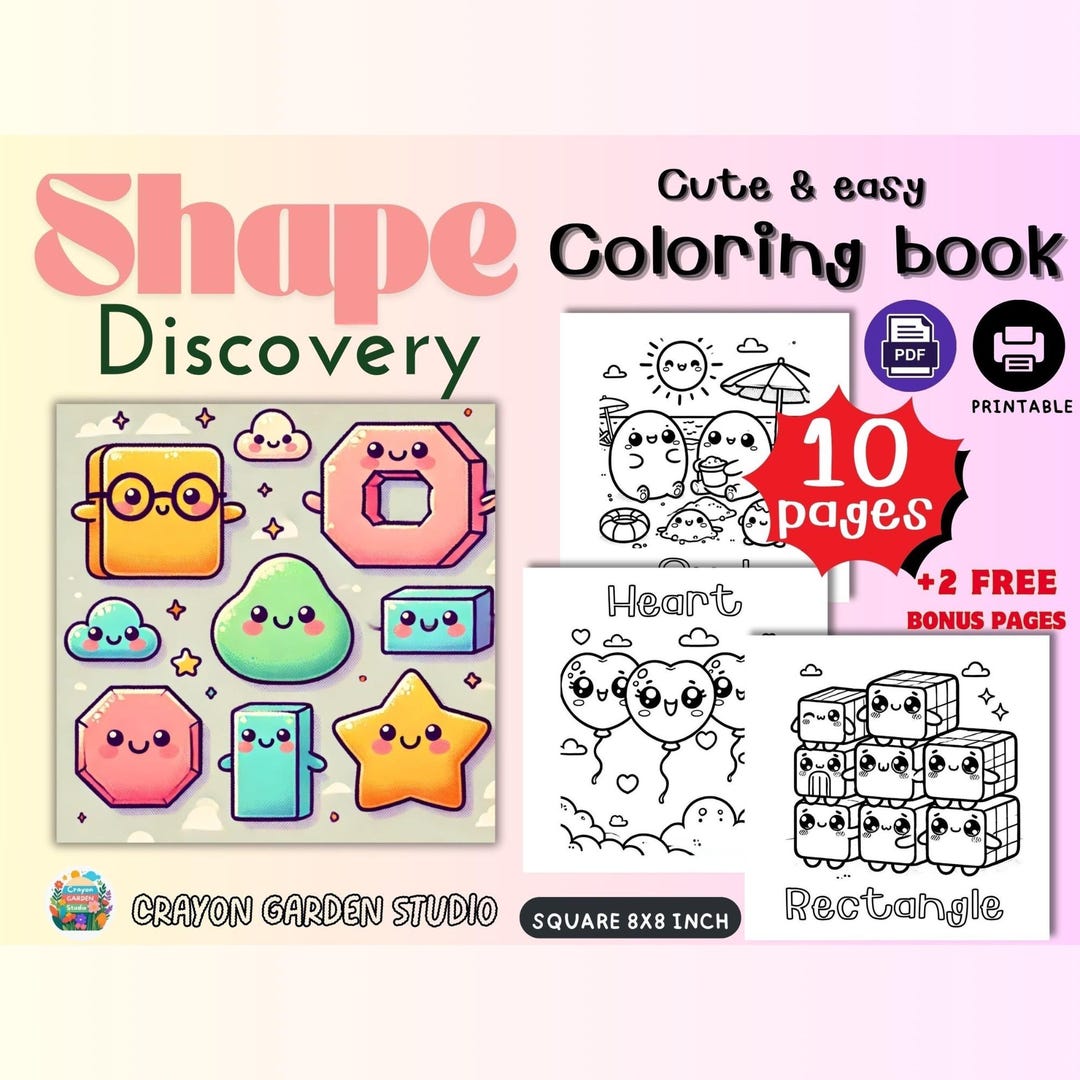 Shape Discovery Coloring Book for Kids | 10-page Printable PDF | Learn ...
