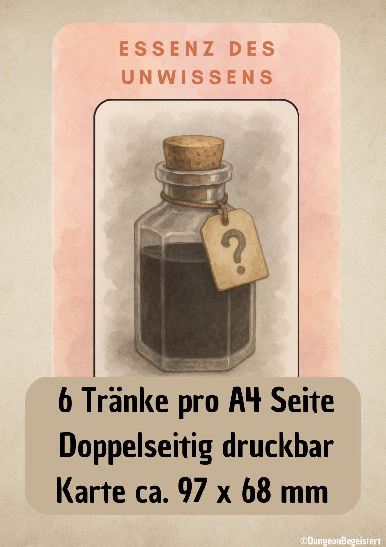 Potion Cards for Dnd Fantasy | 18 Magic Potions for Game Masters ...