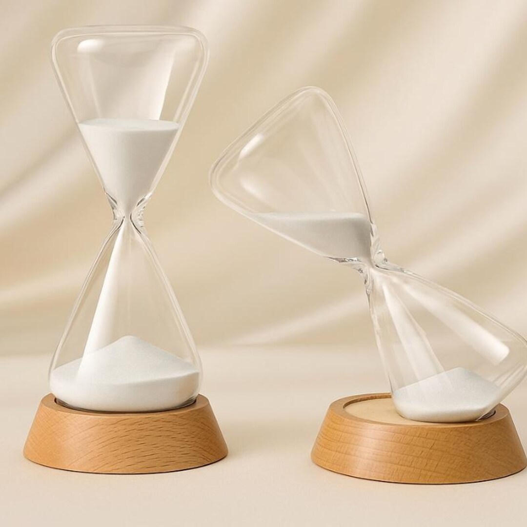 Hourglass Timer – Nordic Glass Sand Clock With Wooden Base, Elegant ...