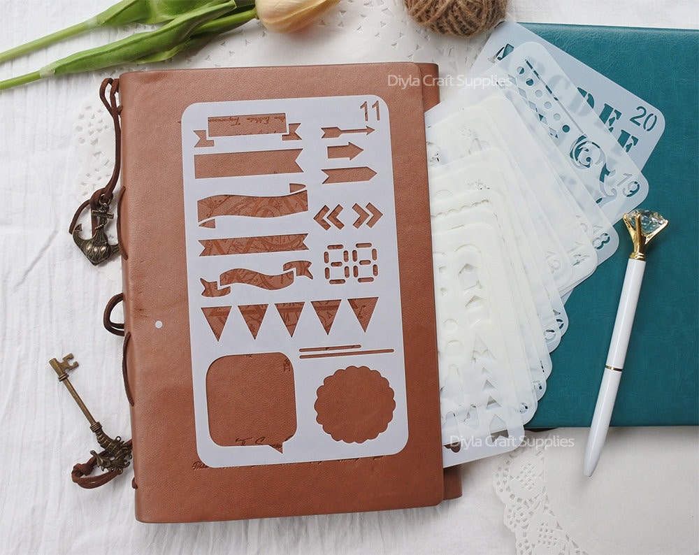 20 pieces Bullet Journal Stencils Drawing Icons Stencil | Etsy