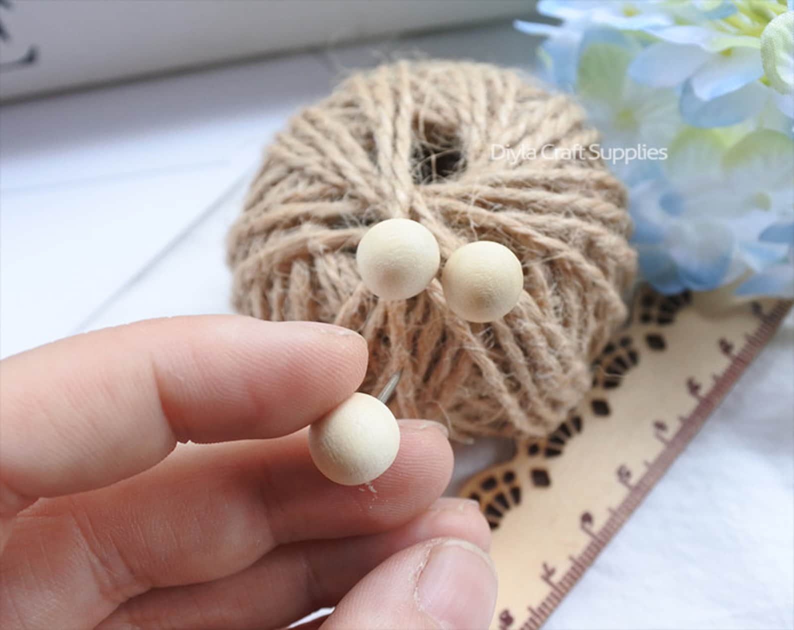 30 Wooden Push Pins, 10mm Round Thumb Tacks, Bulletin Board Pins - Etsy UK