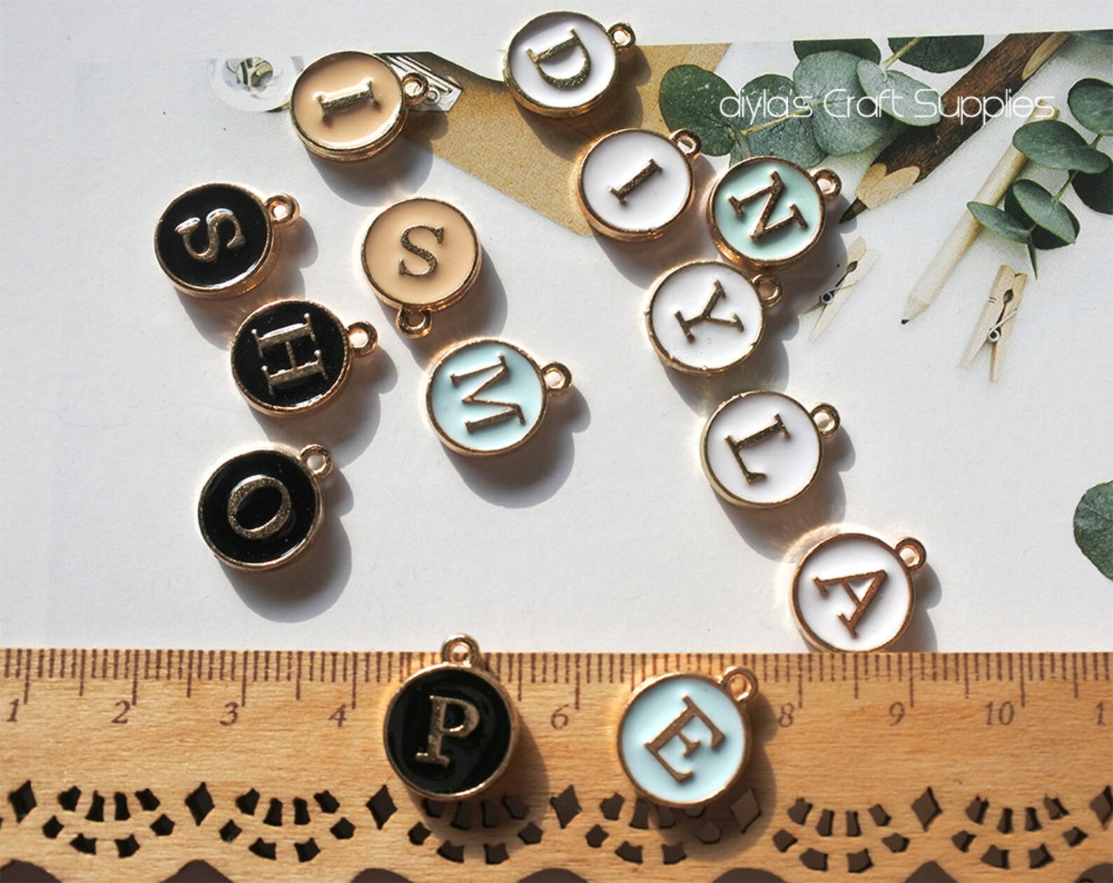 Letter Charms Alphabet Charms Initial Charms White Round - Etsy