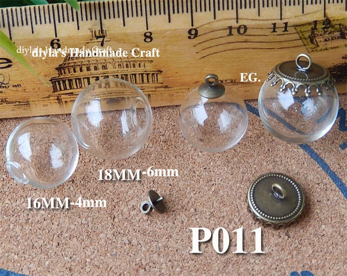 4pcs-10pcs 16mm /18mm Mini Glass Cover Crystal Ball With Cap,hollow ...