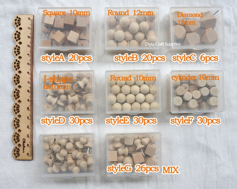 Wooden Push Pins Drawing Pin Thumbtack World Map Push Pin | Etsy