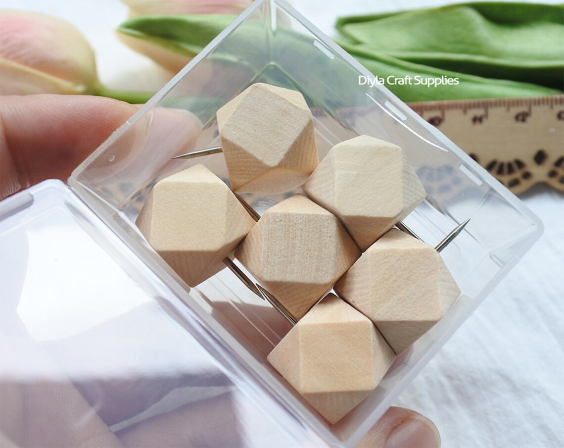 6 pcs 15mm diamond Wooden Push Pins Drawing pin Thumbtack | Etsy